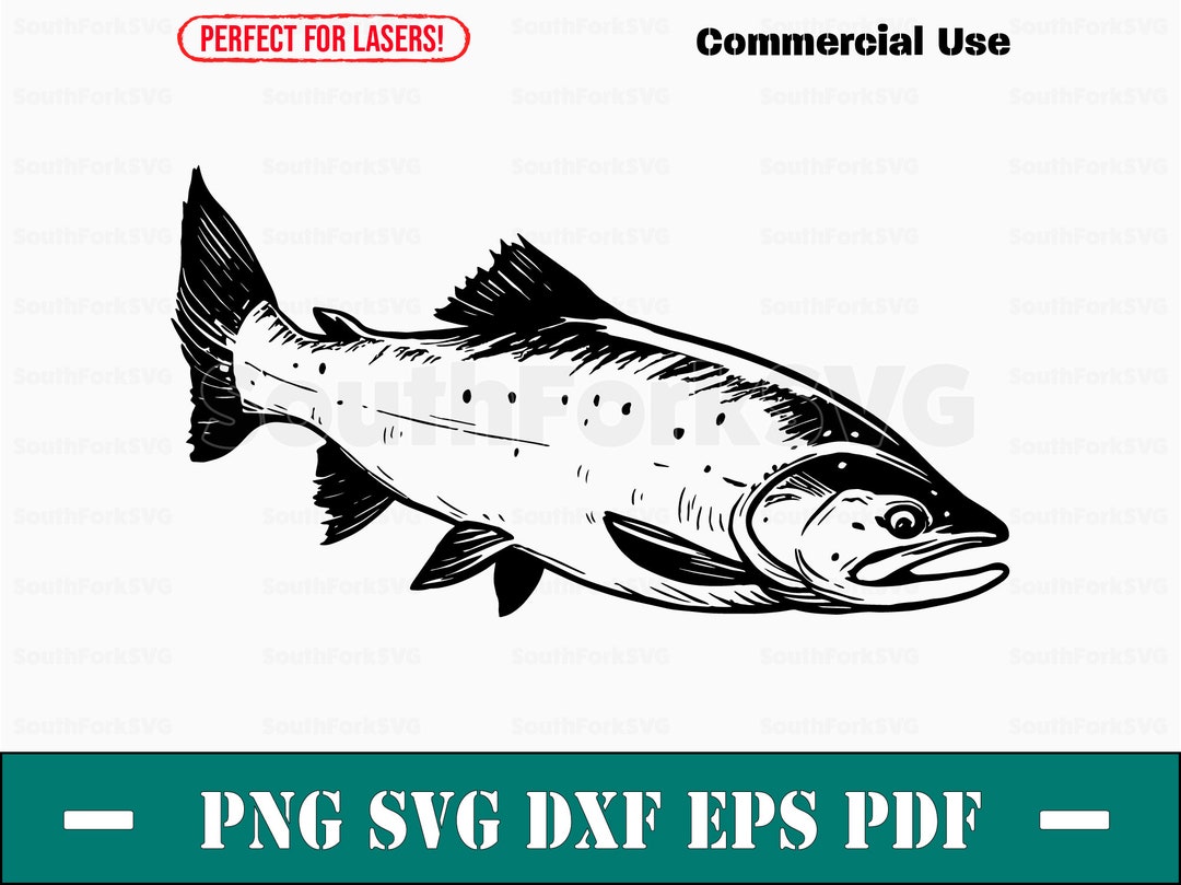 Laser Engrave File Trout/salmon Jumping Svg Png Dxf Eps Pdf ...