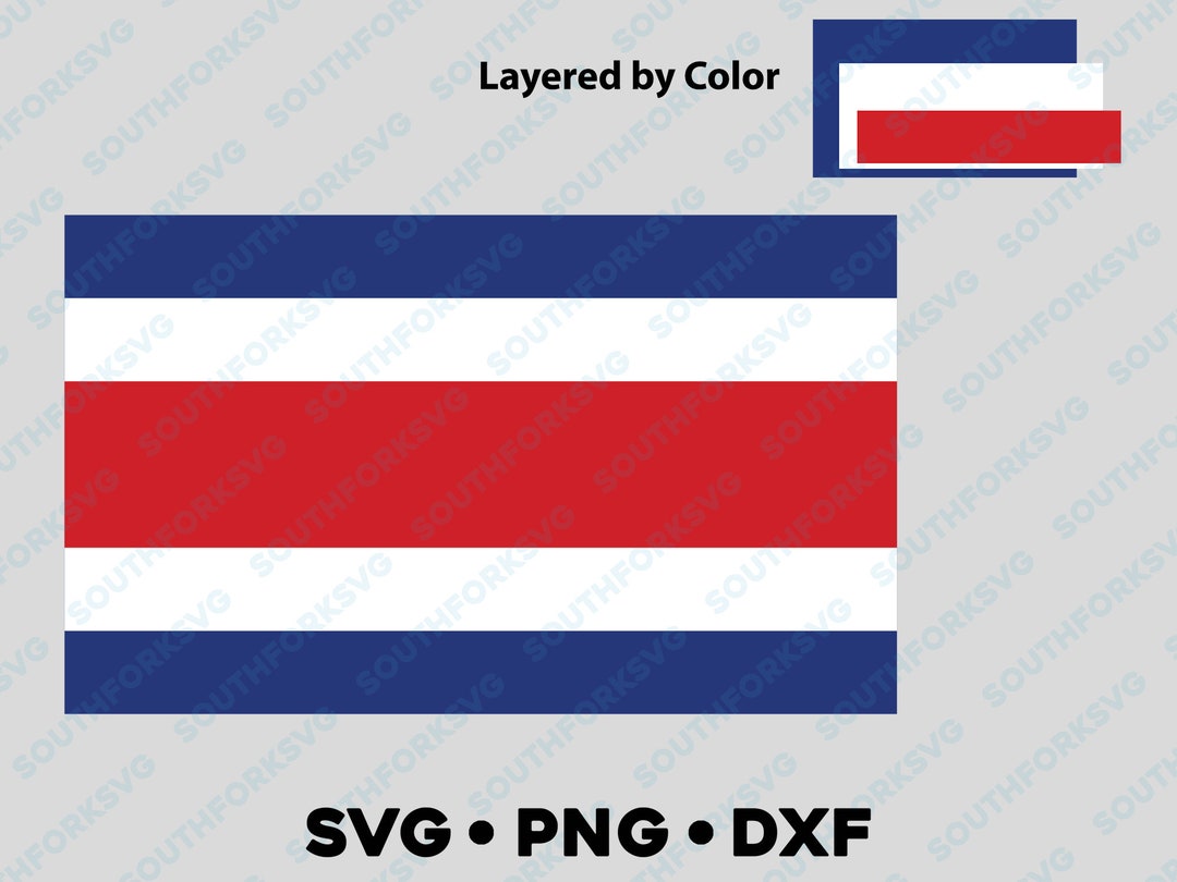 Costa Rica National Flag Layered by Color Svg Png Dxf Vector - Etsy