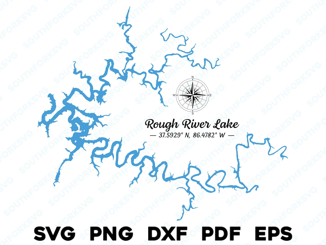 Rough River Lake Kentucky Map Shape Silhouette Svg Png Dxf Pdf Eps ...
