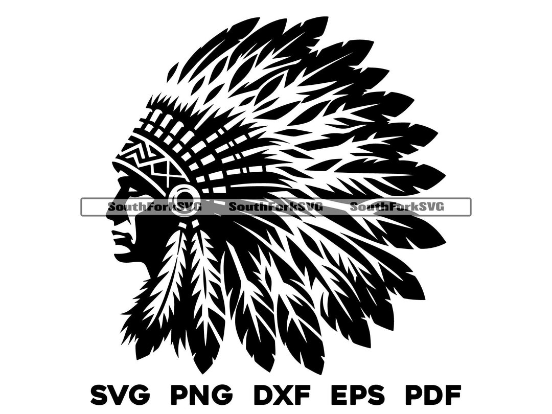 Native American Feather Headdress | Svg Png Dxf Eps Pdf | Laser Cut ...