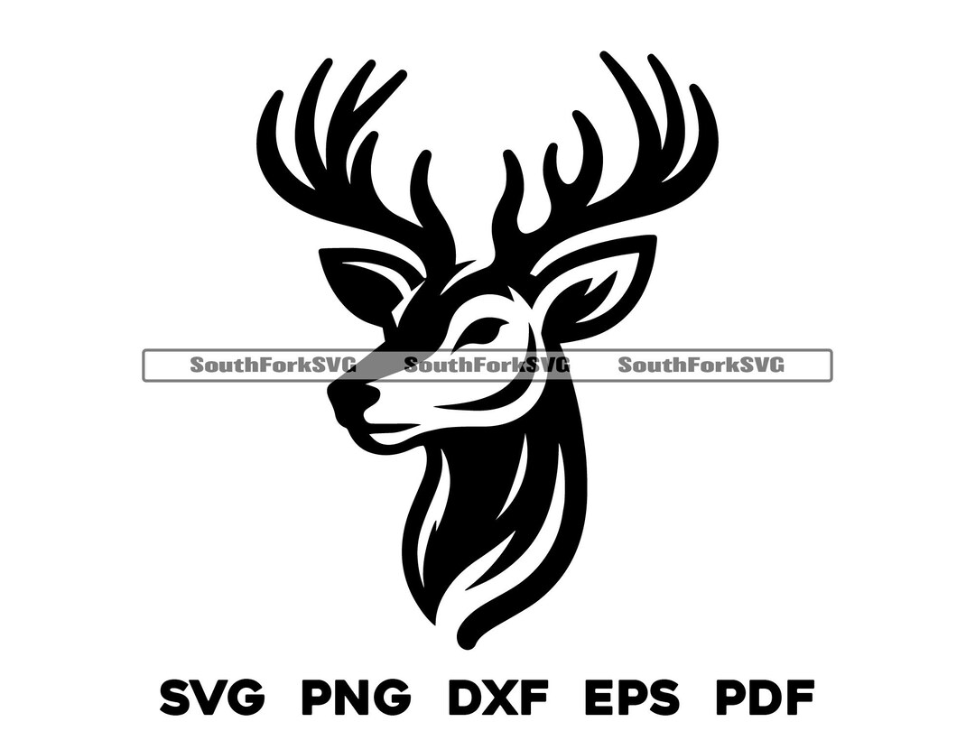 Deer Head With Antlers | Svg Png Dxf Eps Pdf | Vector Graphic Cut File ...