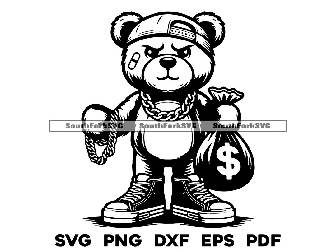 Gangster Teddy Bear | Svg Png Dxf Eps Pdf | Laser Cut Print Engrave Dye ...