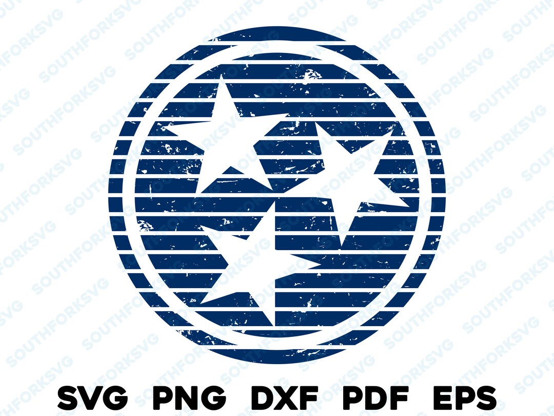 Distressed Blue Tennessee Tri-star Svg Png Dxf Eps Pdf Vector Graphic ...