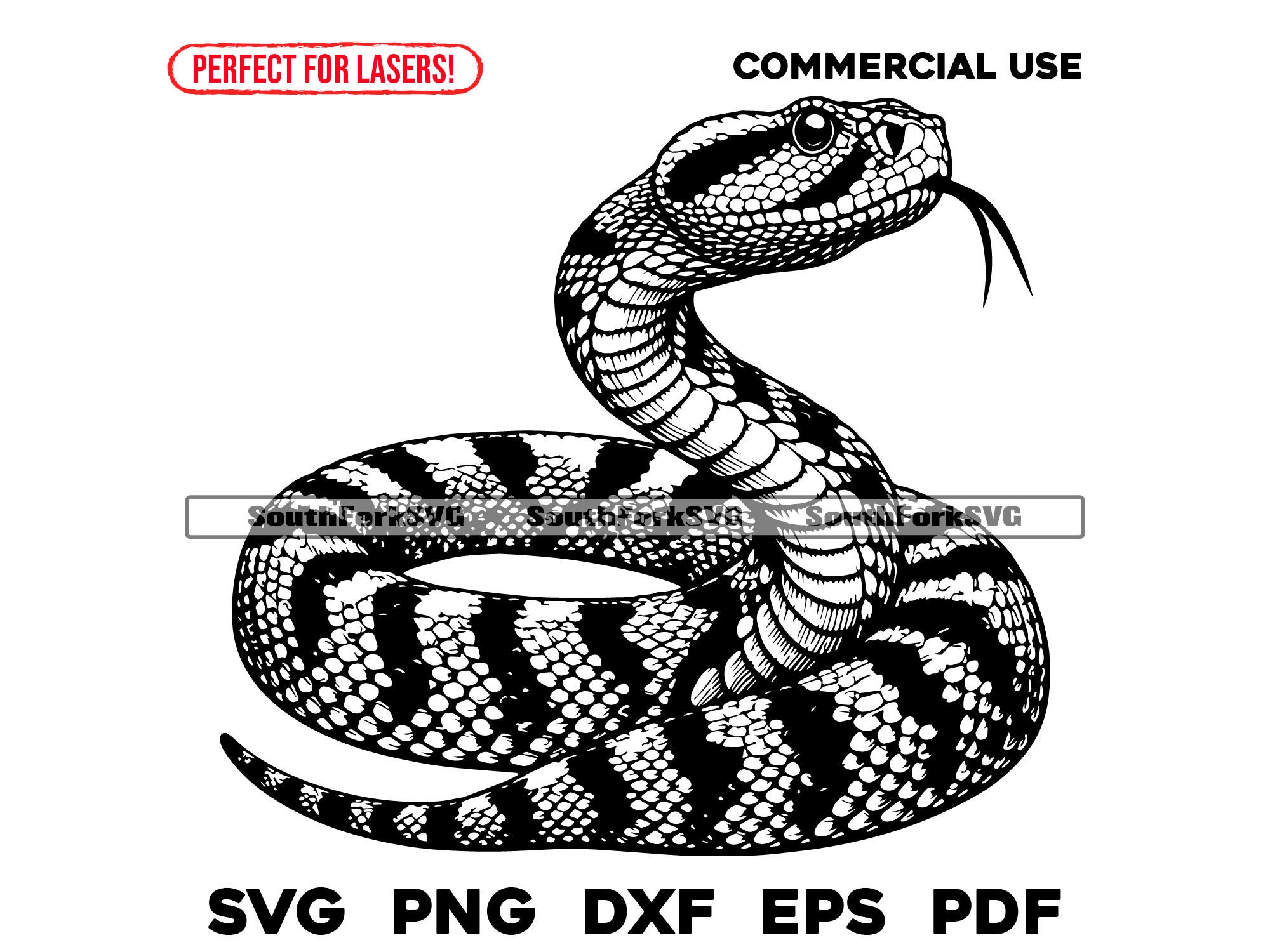 Hissing Snake Design Svg Png Dxf Eps Pdf Vector Graphic Cut File Laser ...
