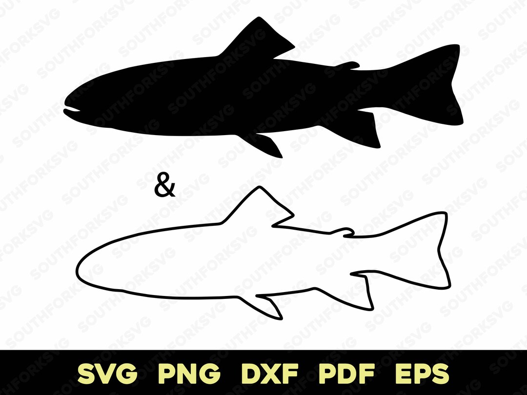Brook Trout Silhouette & Outline Svg Png Dxf Eps Pdf Vector Graphic ...