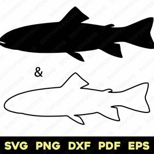 Brook Trout Silhouette & Outline Svg Png Dxf Eps Pdf Vector Graphic ...