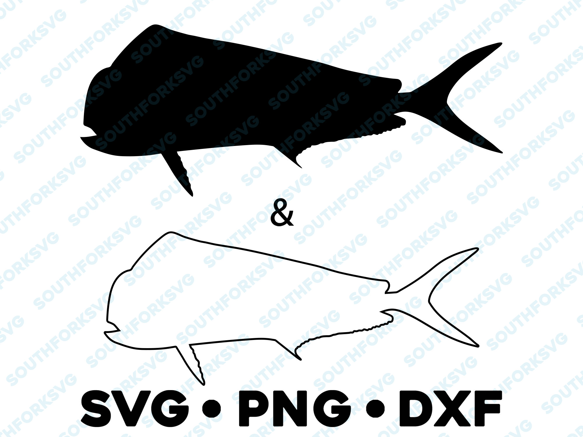 Mahi-mahi Dolphinfish SVG PNG DXF Vector Transparent Graphic Design Cut ...