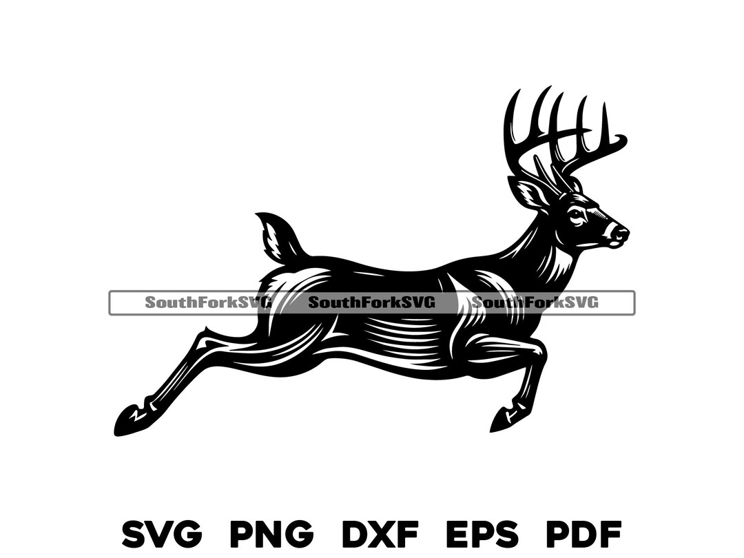 White Tailed Deer Jumping Design Svg Png Dxf Eps Pdf Laser Cnc Vinyl ...