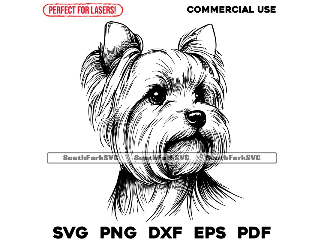 Yorkshire Terrier Portrait Laser Engrave Files Svg Png Dxf Eps Pdf ...