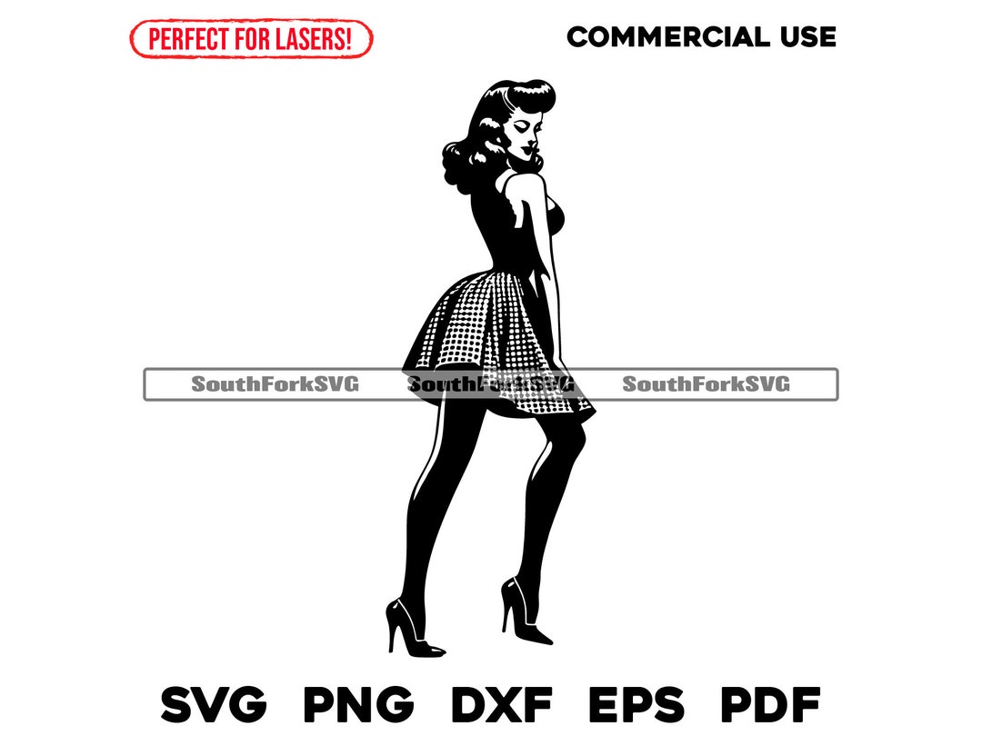 Classic 1950s Pinup Girl Svg Png Dxf Eps Pdf Files | Cut Print Laser ...