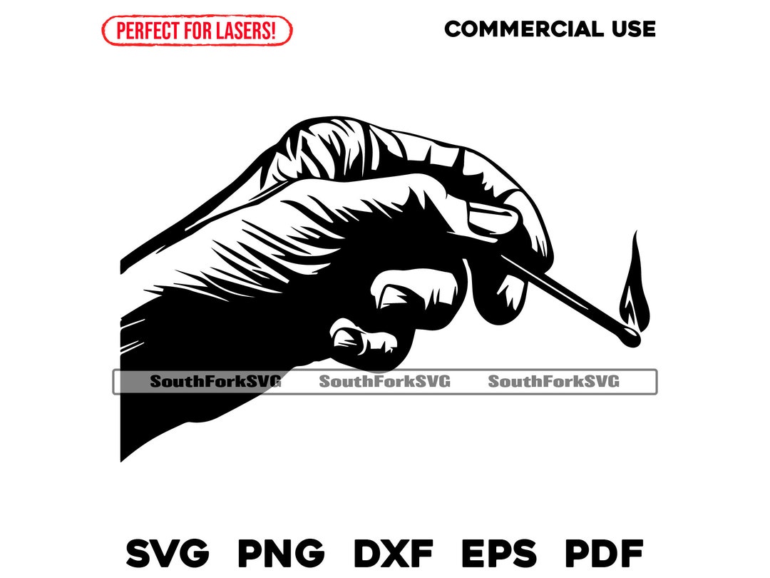 Hand Holding Match Svg Png Dxf Eps Pdf Vector Graphic Cut File Laser ...