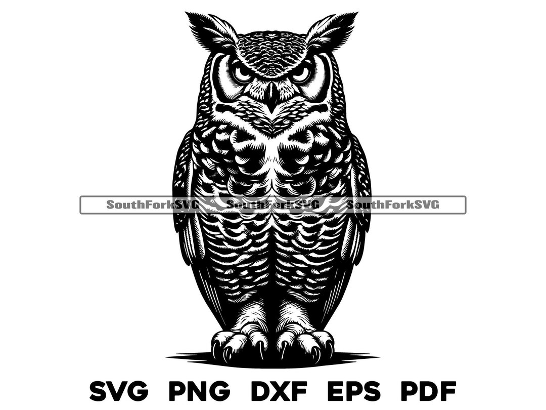 Great Horned Owl Bird Design | Svg Png Dxf Eps Pdf | Vector Graphic Cut ...