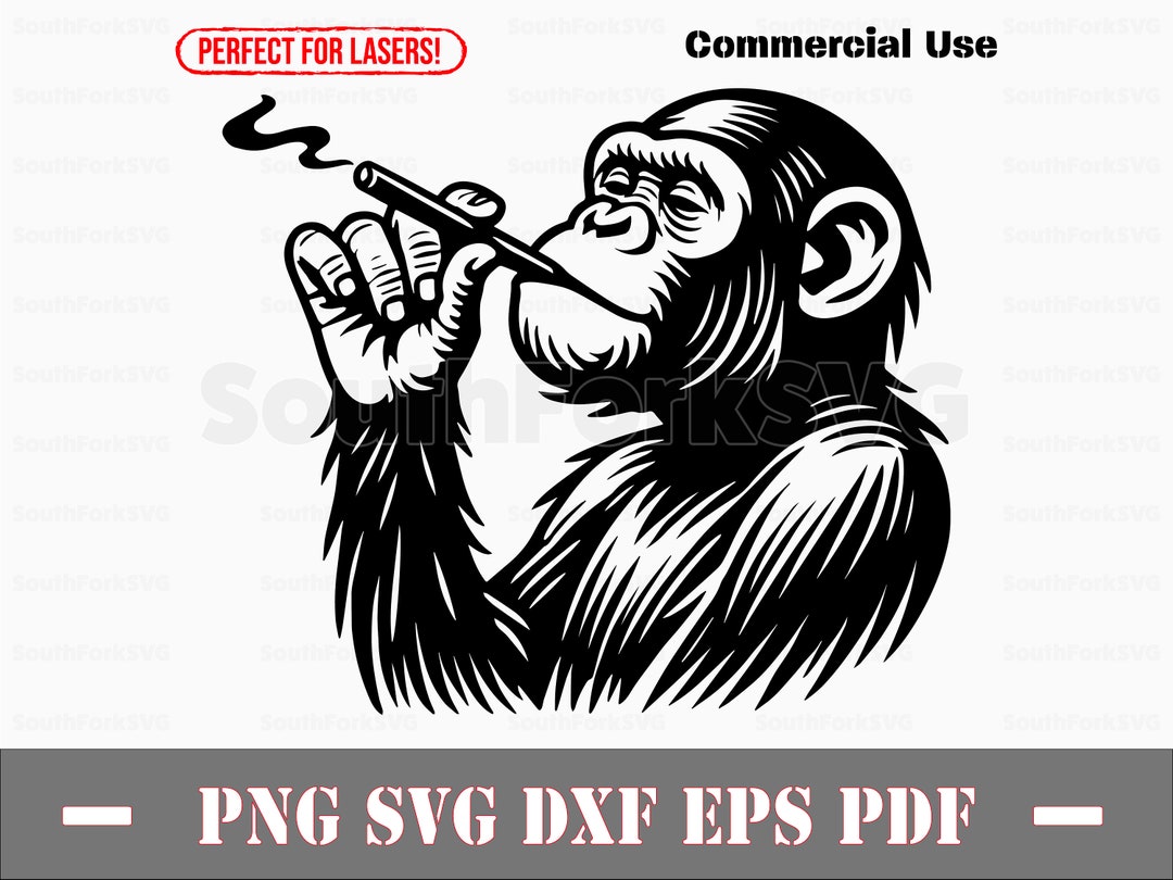 Chimpanzee Smoking Joint Svg Png Dxf Pdf Eps | Vector Graphic Design ...