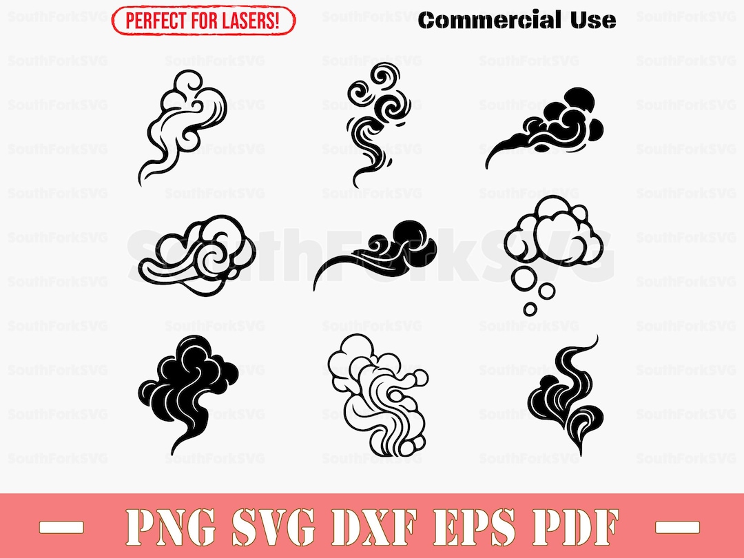 Simple Smoke Clouds Plumes Bundle Svg Png Dxf Eps Pdf | Vector Graphic ...
