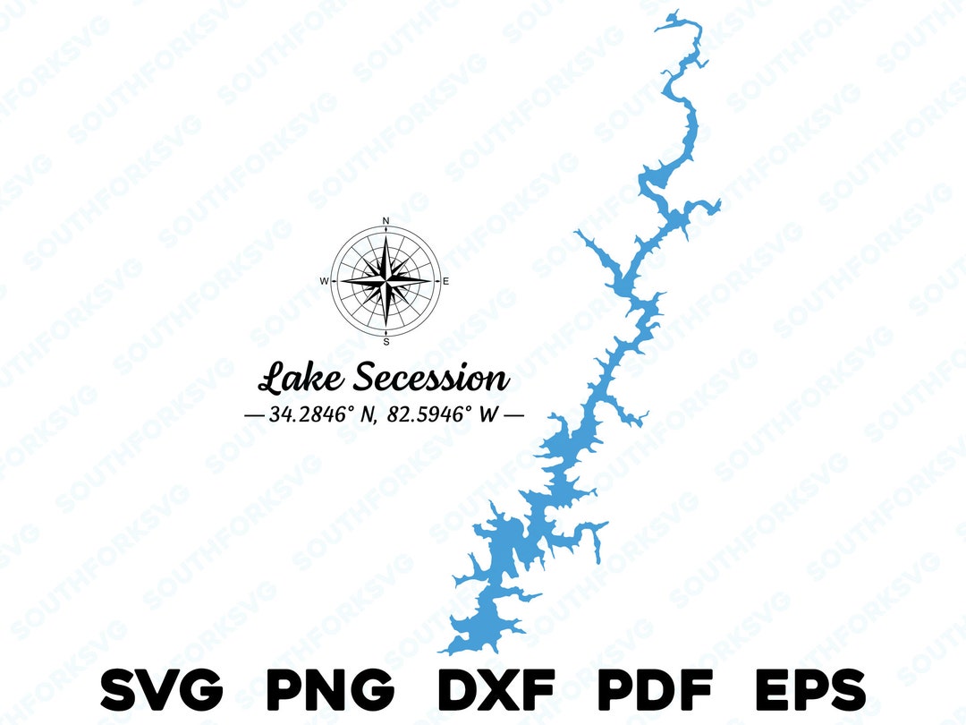 Lake Secession South Carolina Map Shape Silhouette Svg Png Dxf Pdf Eps ...