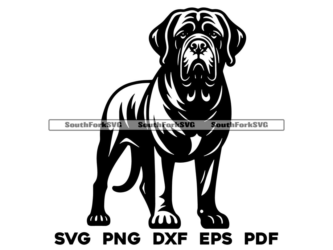 English Mastiff Dog Standing Design Svg Png Dxf Eps Pdf Vector Graphic ...