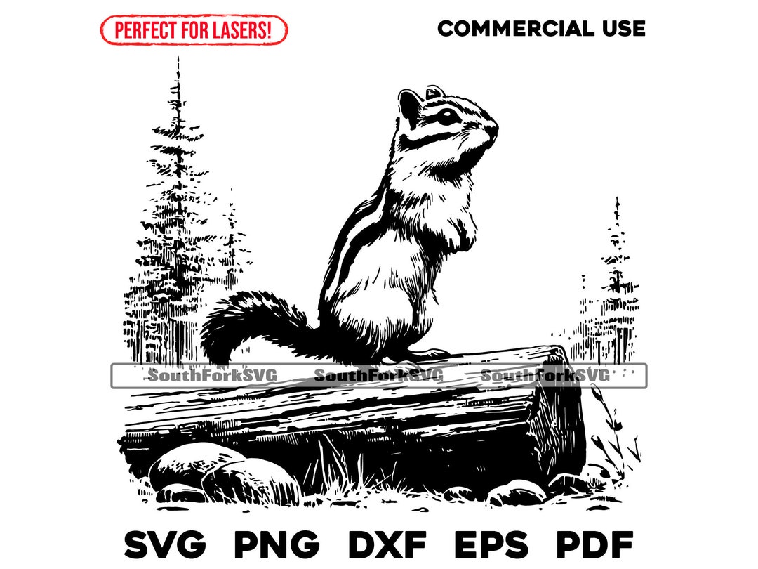 Laser Engrave Files Chipmunk on Log Svg Png Dxf Eps Pdf | Graphic Cut ...