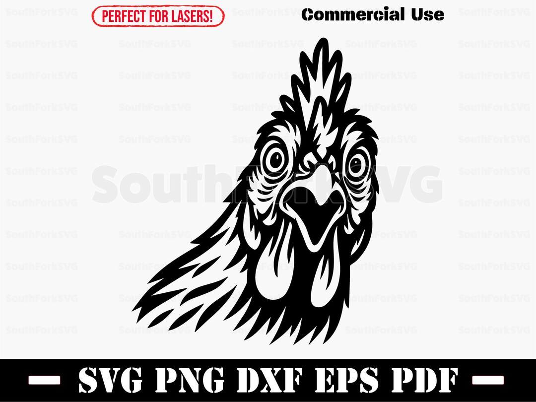 Angry Chicken Face Svg Png Dxf Eps Pdf Laser Engrave Cut Print File ...