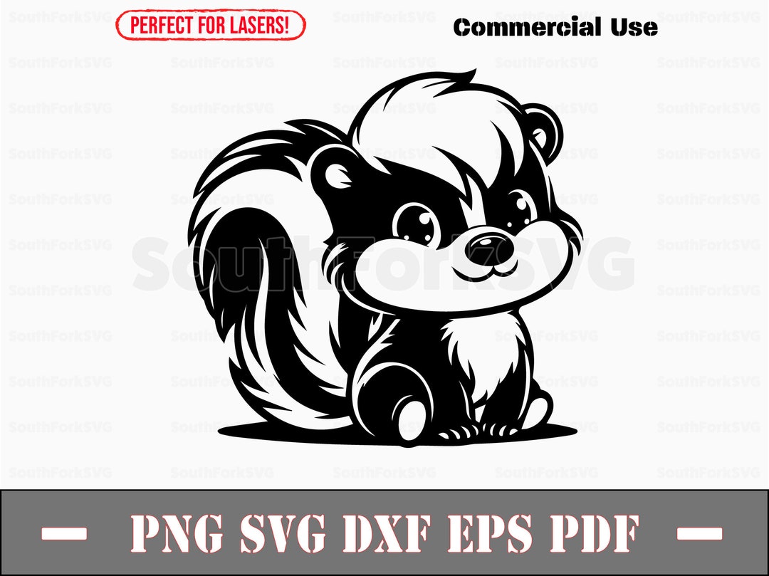 Cute Skunk Svg Png Dxf Eps Pdf | Vector Graphic Cut File Laser Clip Art ...