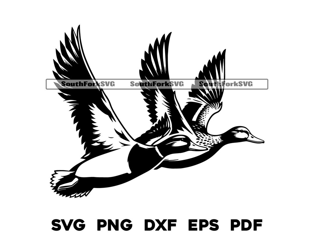 Mallard Ducks Male Female Pair Flying Svg Png Dxf Eps Pdf | Vector ...