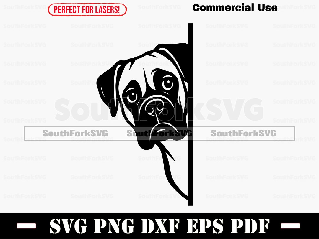 Peering Peeking Boxer Dog Svg Png Dxf Eps Pdf | Vector Graphic Cut File ...