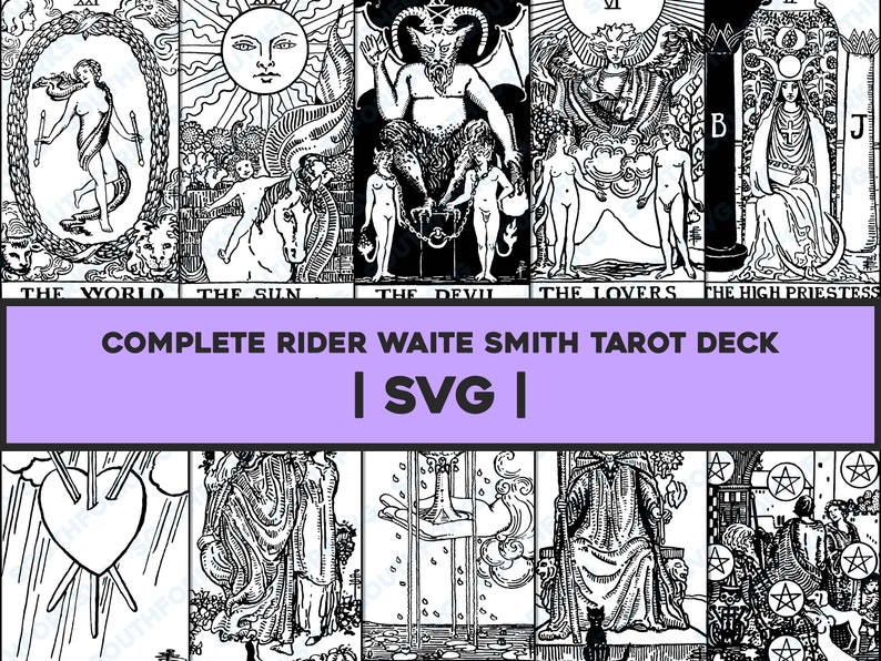 Full SVG Set 78 Rider Waite Smith Tarot Card Deck Bundle | Zodiac ...