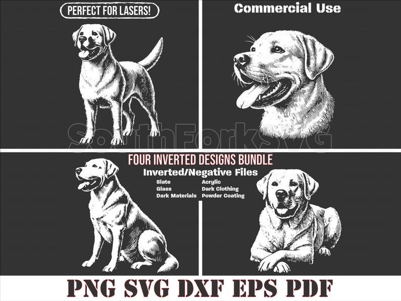 Inverted Labrador Retriever Bundle Svg Png Dxf Eps Pdf | Vector Cut ...