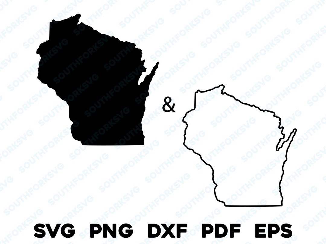 Wisconsin State Silhouette & Outline Shapes Svg Png Dxf Pdf Eps Vector ...