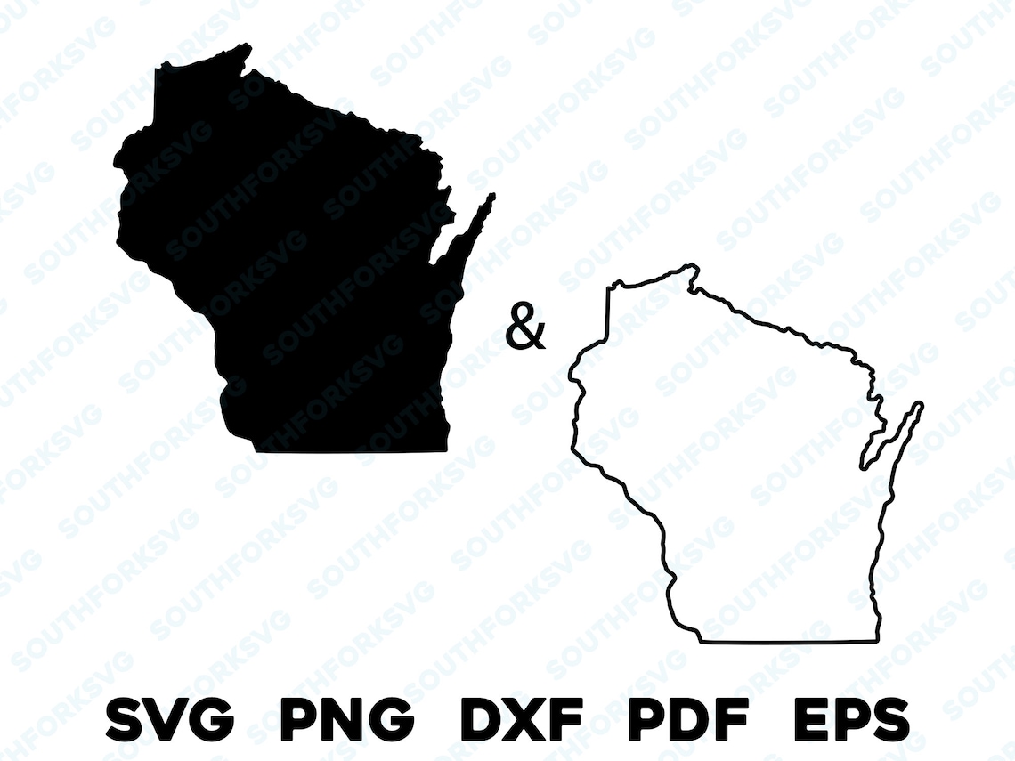 Wisconsin State Silhouette & Outline Shapes Svg Png Dxf Pdf - Etsy