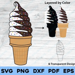 Soft Serve Ice Cream Svg Png Dxf Pdf Eps Layered by Color Cut File Clip ...