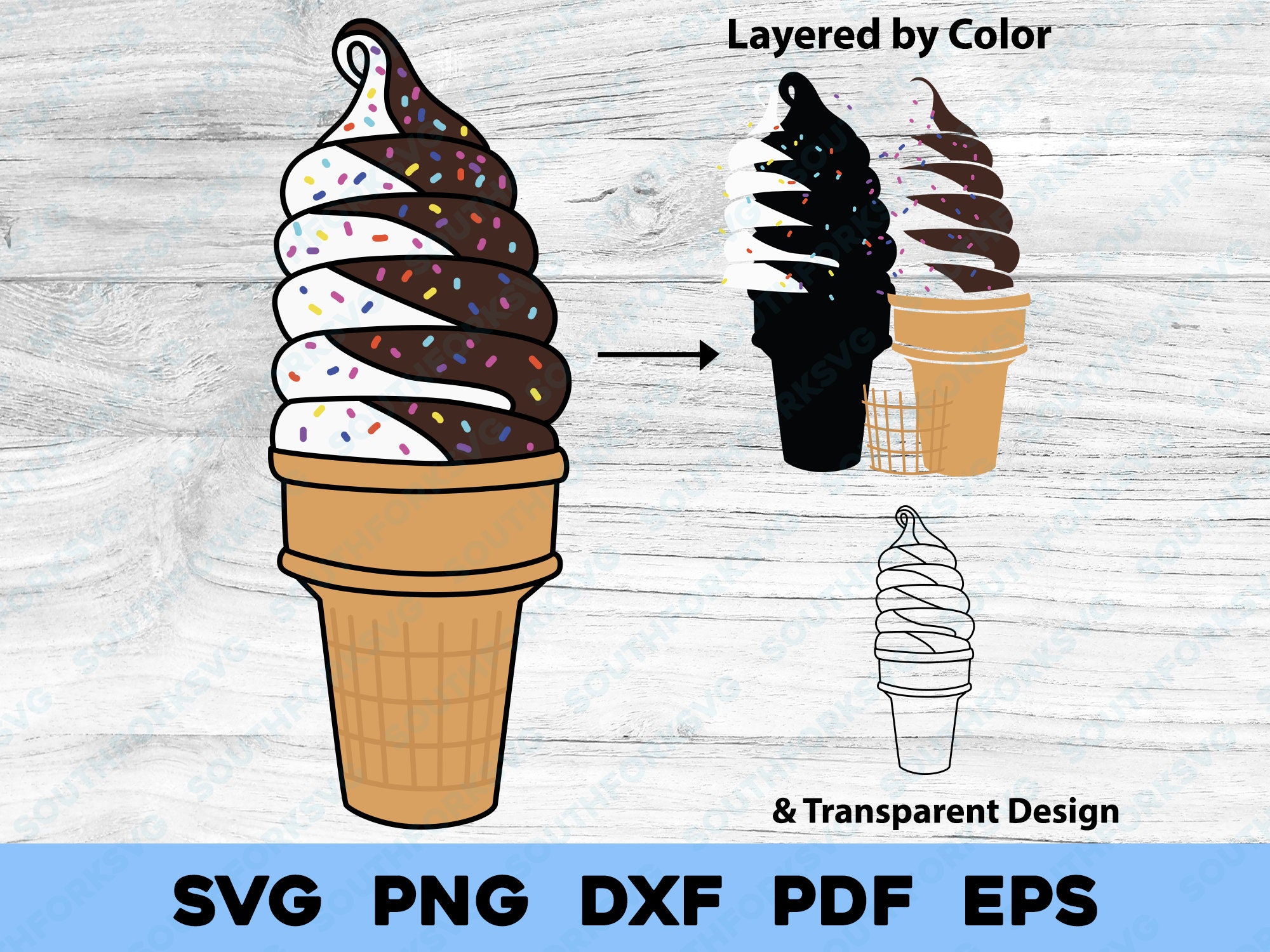 Soft Serve Ice Cream Svg Png Dxf Pdf Eps Layered by Color Cut - Etsy
