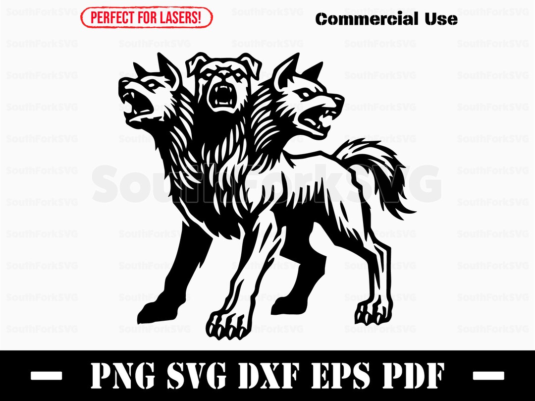 Cerberus Three Headed Dog Svg Png Dxf Eps Pdf Files | Cut Print Laser ...