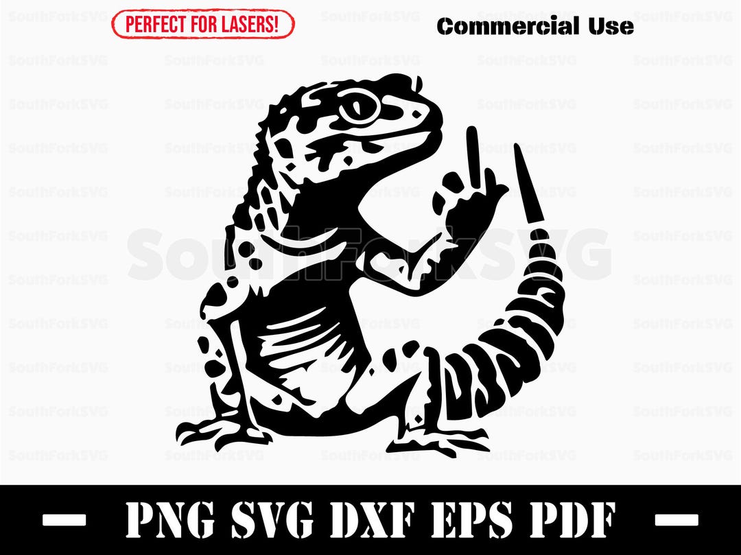 Leopard Gecko Middle Finger Svg Png Dxf Eps Pdf | Vector Graphic Cut ...
