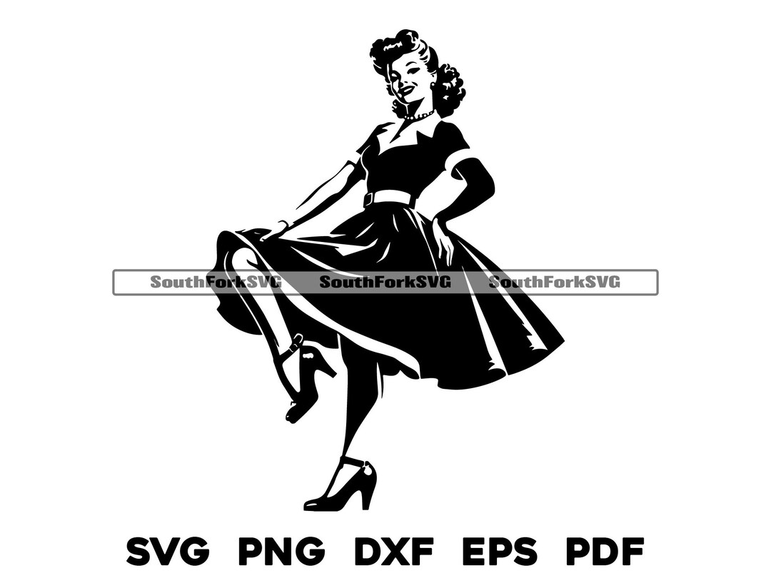 1950s Housewife Pinup Girl Svg Png Dxf Eps Pdf Files | Cut Print Laser ...