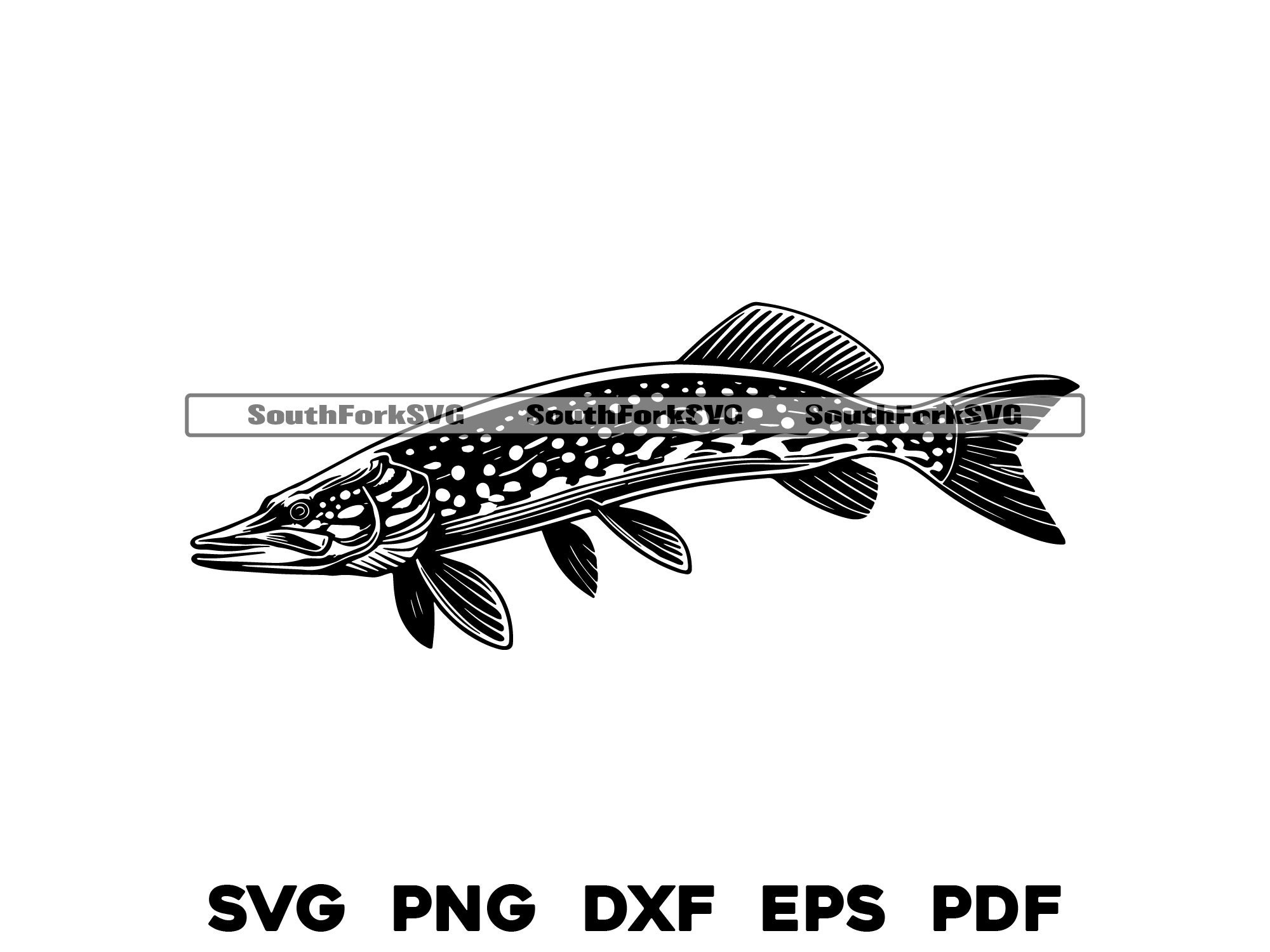 Northern Pike Svg Png Dxf Eps Pdf Laser Cnc Vinyl Cut Print Dye Sub ...