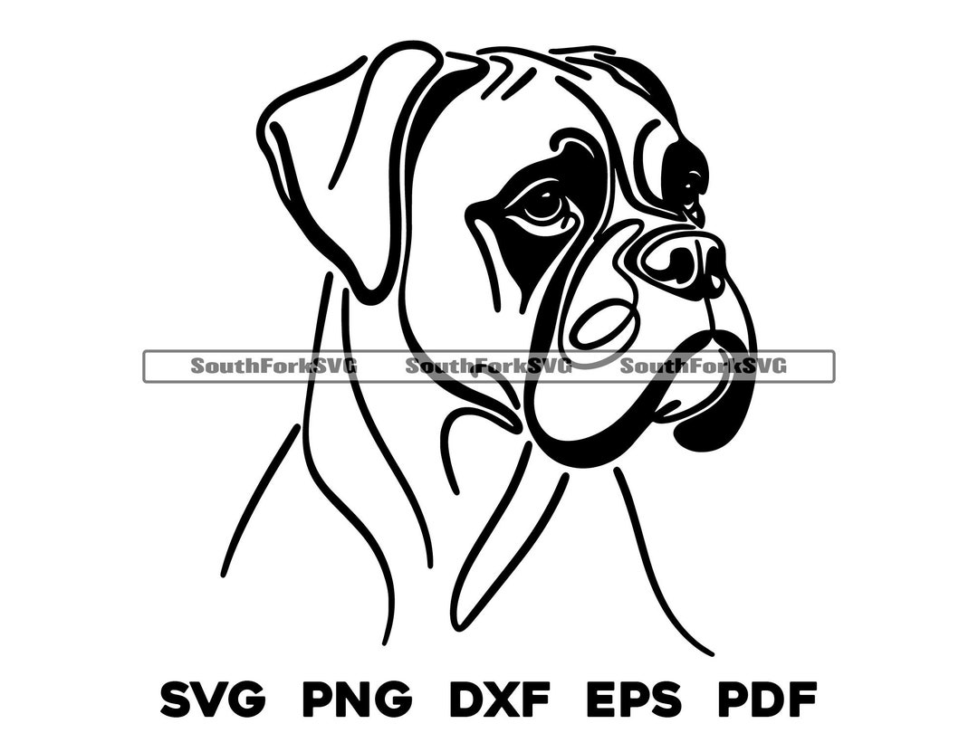 Boxer Dog Line Art Design | Svg Png Dxf Eps Pdf | Vector Graphic Cut ...