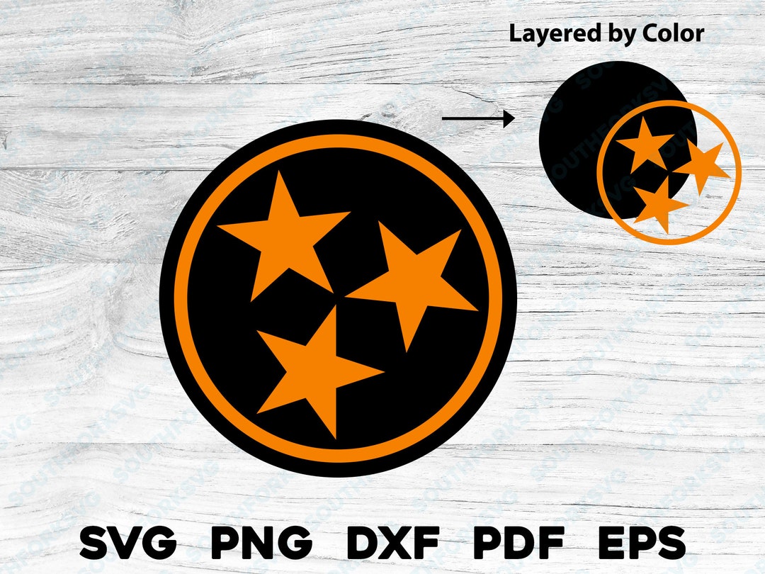 Tennessee Tri-star Black and Orange Layered Svg Png Dxf Eps Pdf Vector ...