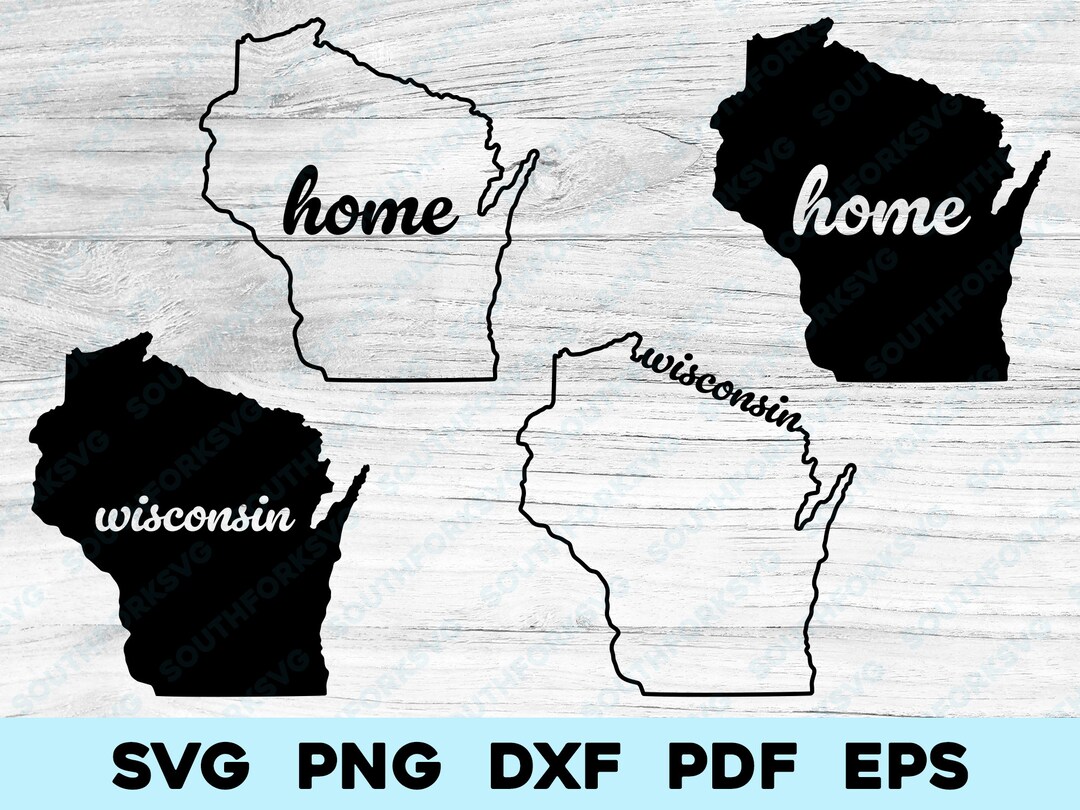 Wisconsin State Outline + Silhouette Script Bundle | Svg Png Dxf Eps ...