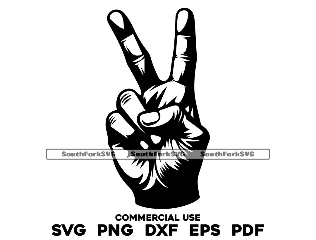 Peace Sign Hand Symbol Svg Png Dxf Eps Pdf Vector Graphic Cut File ...