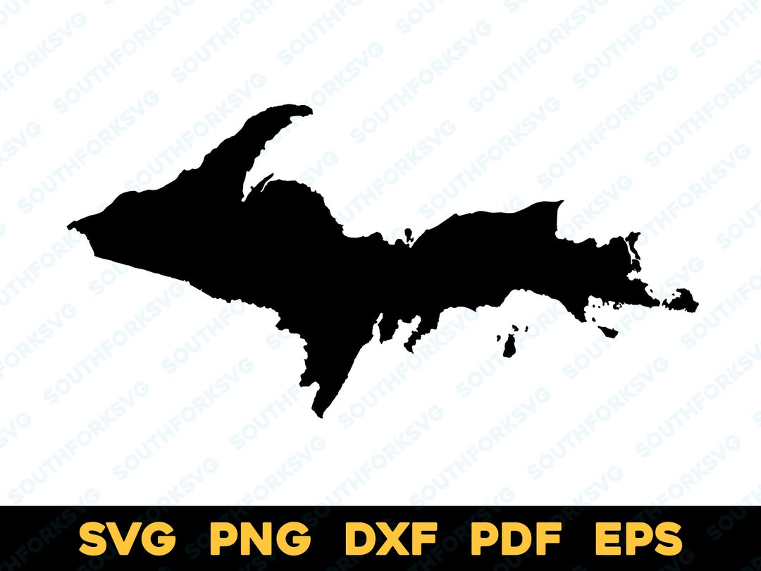 Michigan Upper Peninsula More Detail Silhouette Map Shape | Svg Png Dxf ...