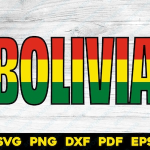 Bolivia Bolivian Flag Name Design Svg Png Dxf Eps Pdf Layered by Color ...