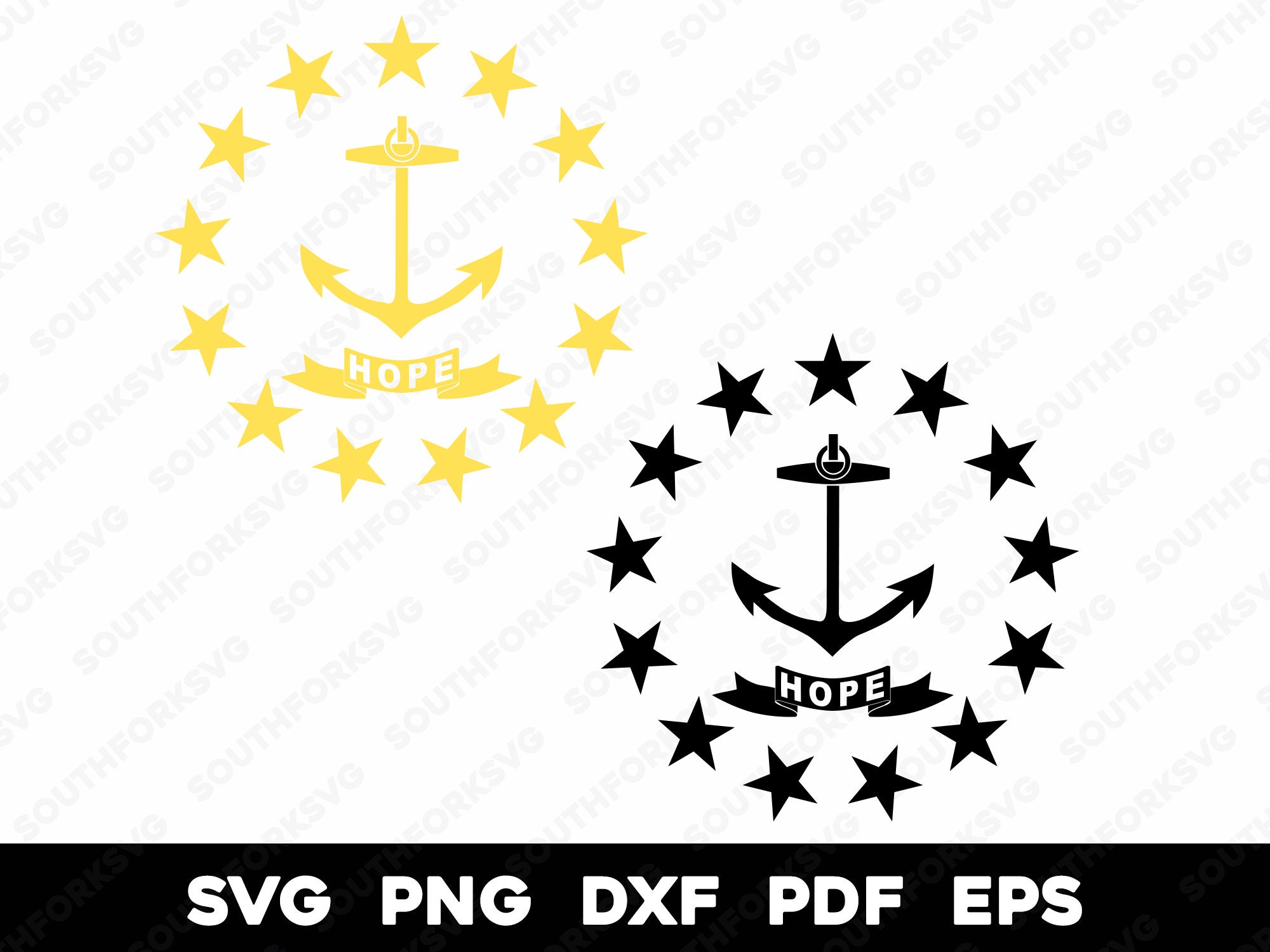 Rhode Island Flag Emblem Seal Black & Yellow Transparent | Svg Png Dxf ...