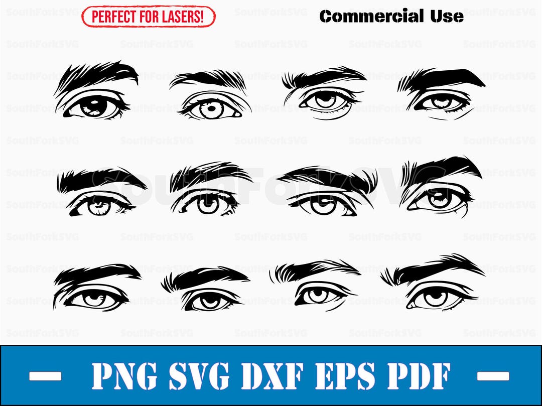 Simple Men's Eyes Bundle Svg Png Dxf Eps Pdf | Vector Graphic Cut Print ...