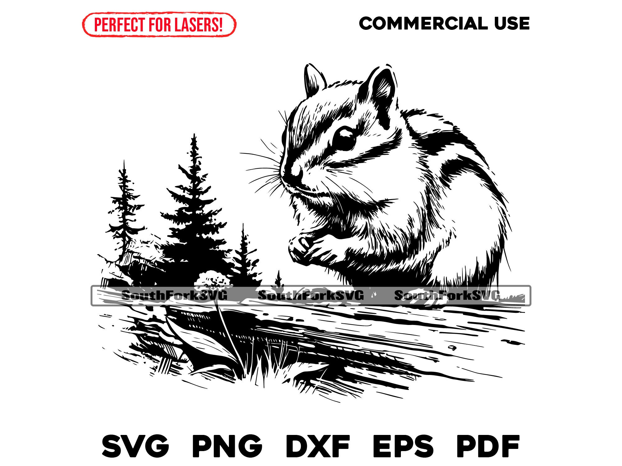 Laser Engrave Files Chipmunk Scene Svg Png Dxf Eps Pdf Vector Graphic ...