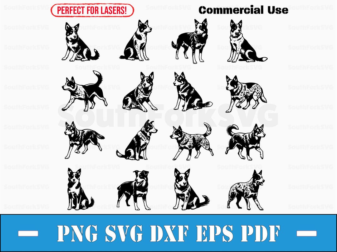 Simple Blue Heeler Bundle Pack Svg Png Dxf Eps Pdf | Vector Graphic Cut ...