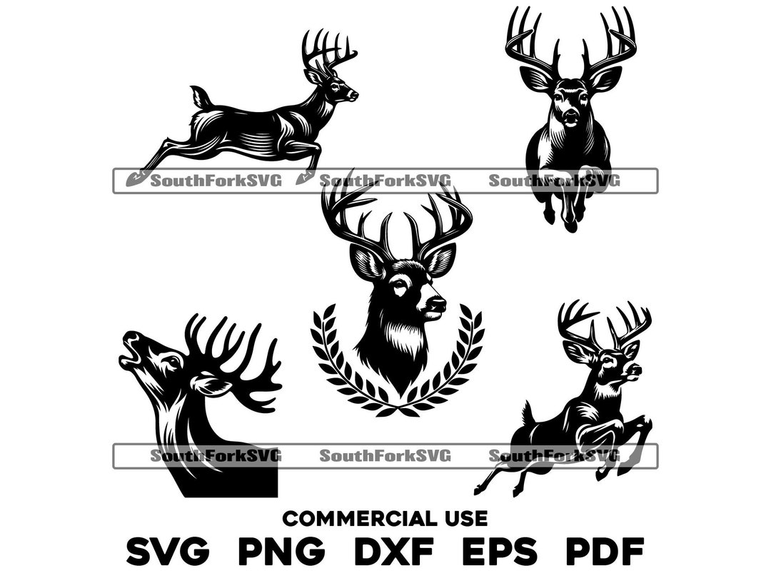 White Tailed Deer Bundle Pack Svg Png Dxf Eps Pdf Laser Cnc Vinyl Cut ...