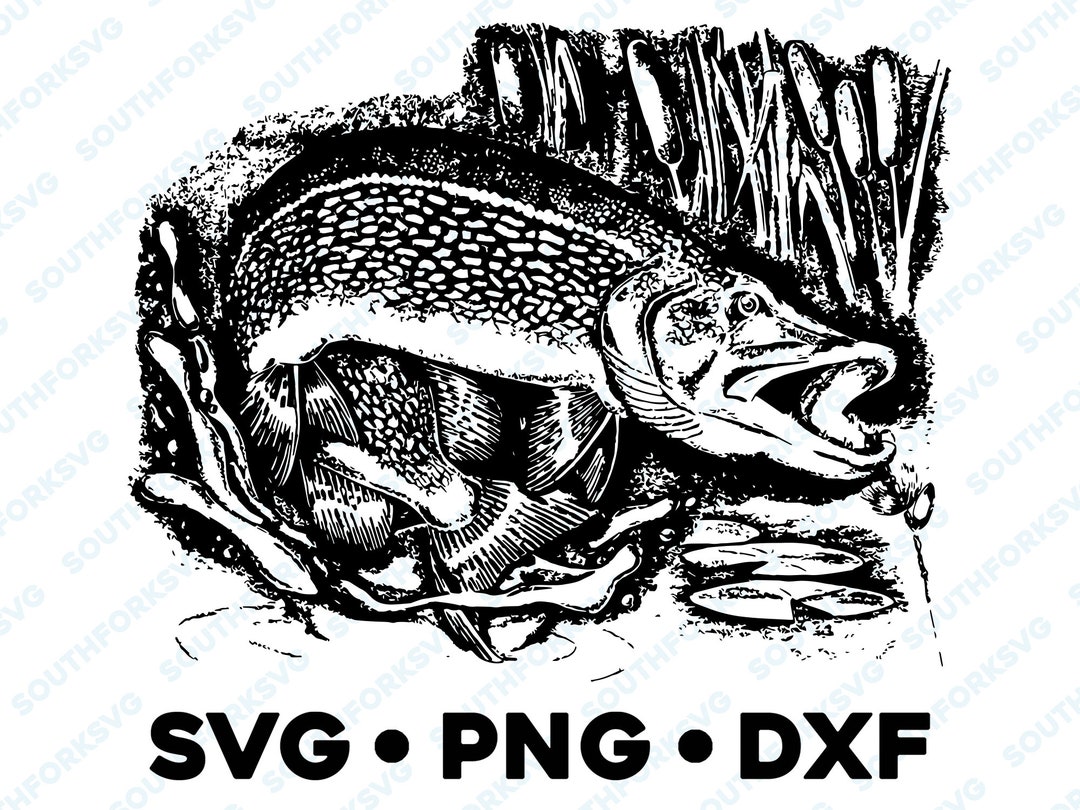 Northern Pike Muskie Pickerel Musky SVG PNG DXF Vector Transparent ...