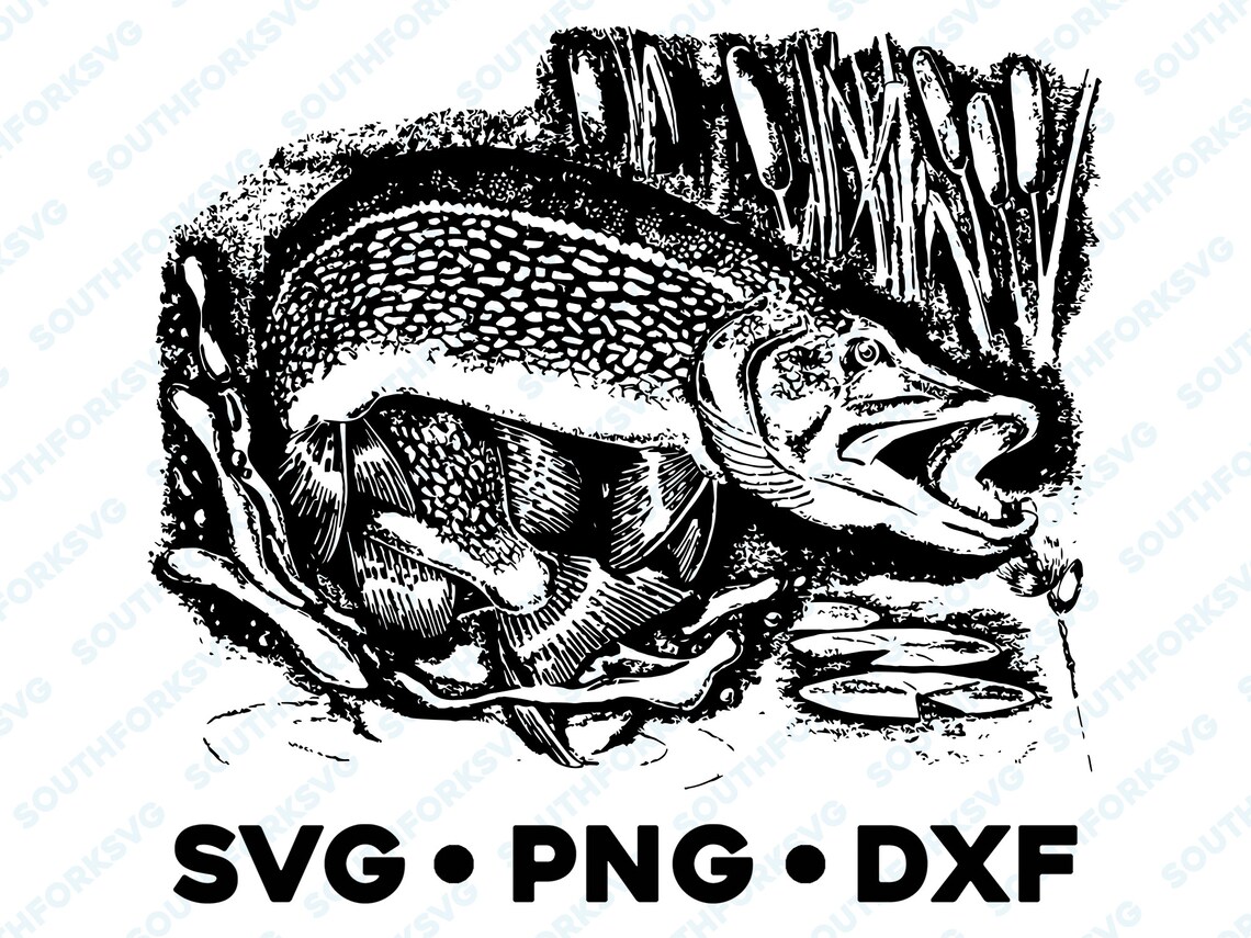 Northern Pike Muskie Pickerel Musky SVG PNG DXF Vector - Etsy