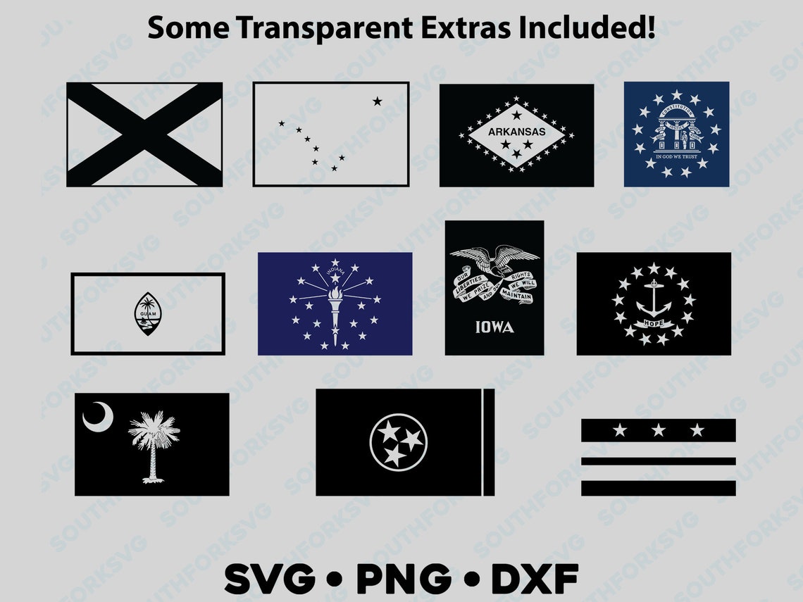 Complete All USA 50 States Flags + Territories Mega Bundle Svg Png Dxf ...