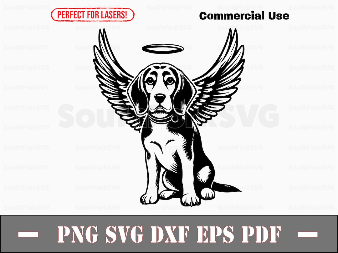 Beagle Angel Wings & Halo Svg Png Dxf Eps Pdf Vector Graphic Cut File ...